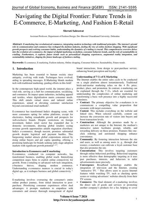 Pdf Navigating The Digital Frontier Future Trends In E Commerce E