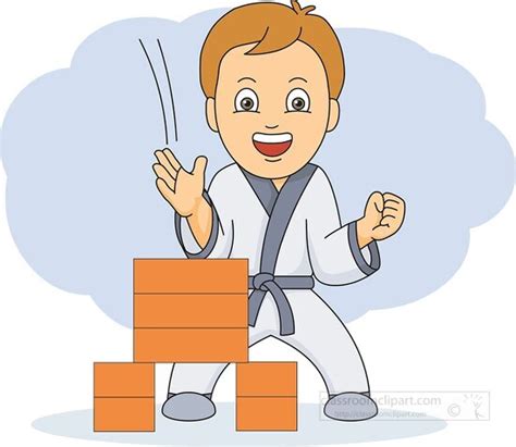 Martial Arts Clipart Karate Boy Breaking Tiles
