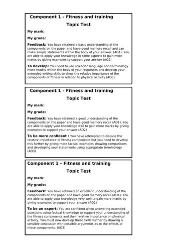 Gcse Pe Edexcel Topic Test Physical Training Teaching Resources