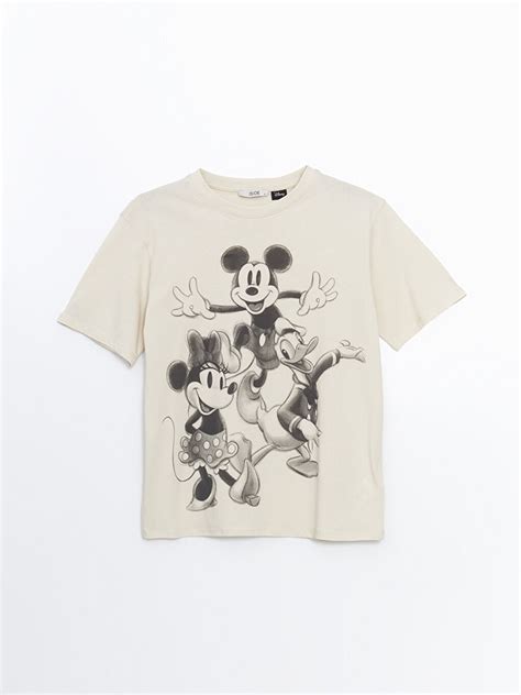 Xside მრგვალი საყელო მიკი და მეგობრები ნაბეჭდი მაისური ქალებისთვის