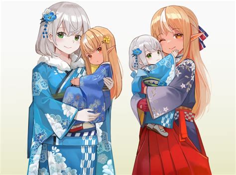 Shirogane Noel And Shiranui Flare Hololive Drawn By Yoshikawa Hiro Danbooru