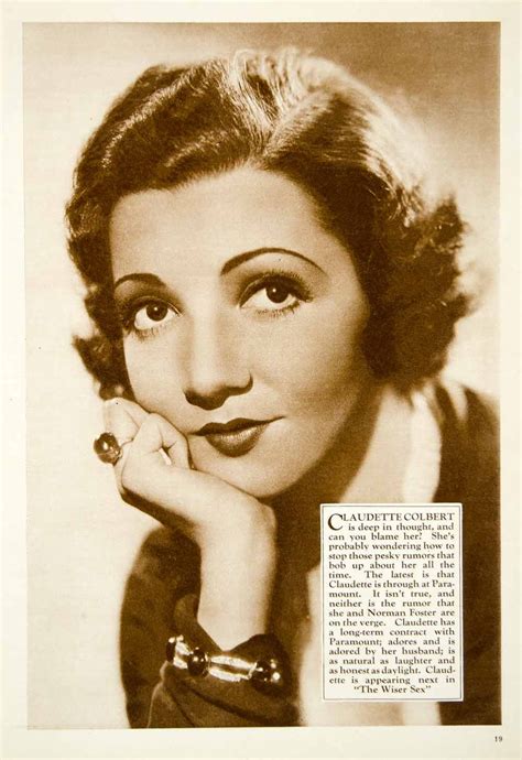 1932 Rotogravure Claudette Colbert Wiser Sex Portrait Actress Movie Fi Period Paper Historic