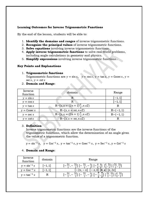 inverse trigonometric pdf trigonometric functions function