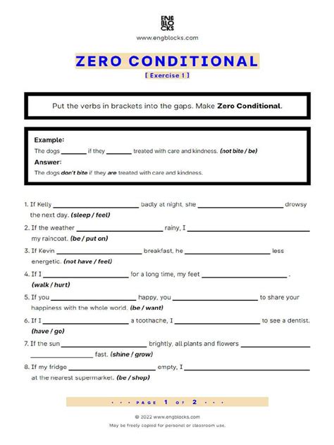 Zero Conditional Exercise 1 Pdf