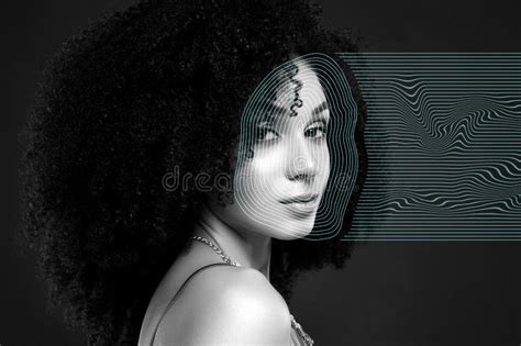 Creative Black Color Collage Of Lady Access In Virtual Reality Account
