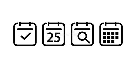 Calendar Icon Set In Flat Style On White Date And Number Symbol Calendar Abstract Icon With