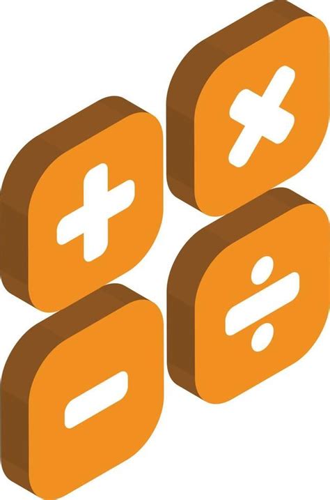Plus Minus Multiply Divide Buttons In 3d Isometric Style