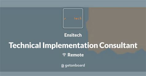 Technical Implementation Consultant At Ensitech Remote Work From