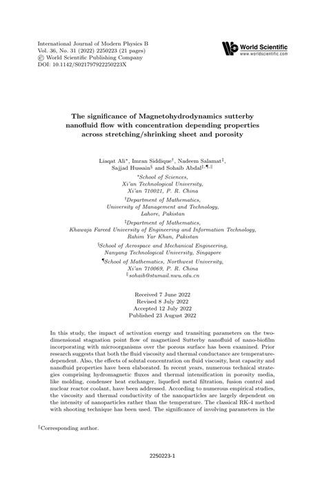The Significance Of Magnetohydrodynamics Sutterby Nanofluid Flow With Concentration Depending