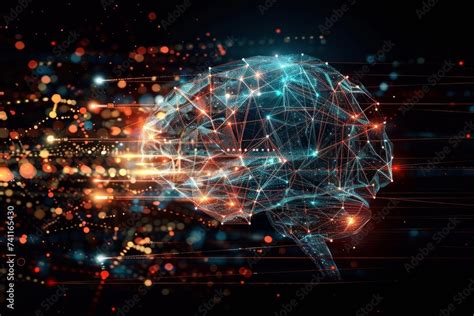 Conceptual Illustration Of A Brain Made Up Of Digital Networks And