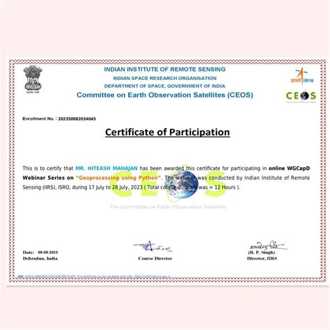 Hiteash Mahajan On Linkedin Connections Course Tech Python Certificate Isro Iirs Ceos
