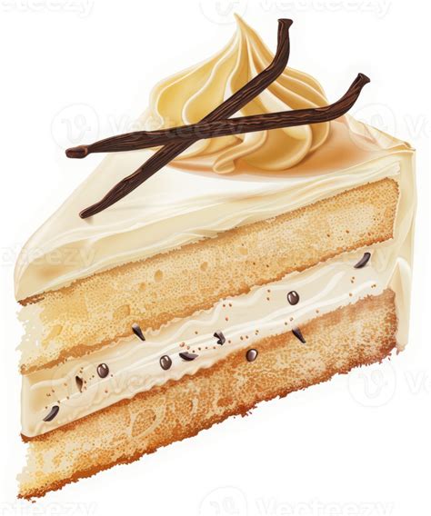A Delectable Slice Of Vanilla Cake With Creamy Frosting And Chocolate