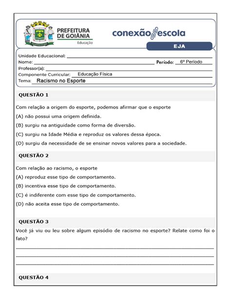 Atividade 02 Racismo No Esporte Pdf