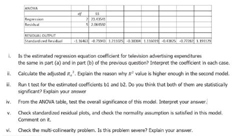 Anova Df Regression Residual Ss 22343541 5 2064592