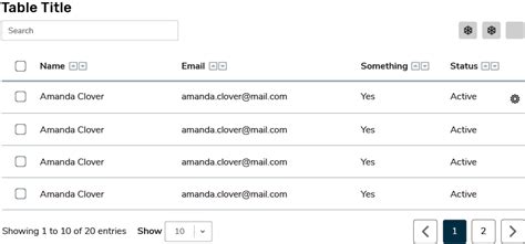 Data Tables Aurora Design System