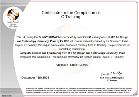 Certification Mitadt Spokentutorialproject Iitbombay Sunny Kumar