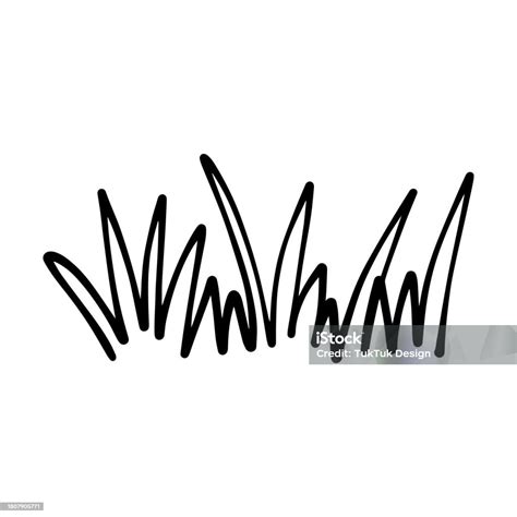 잔디 아이콘 그림 스케치에 손으로 그린 그림 브러시 스타일 디자인 및 배경 0명에 대한 스톡 벡터 아트 및 기타 이미지 0명 검은색 관목 Istock