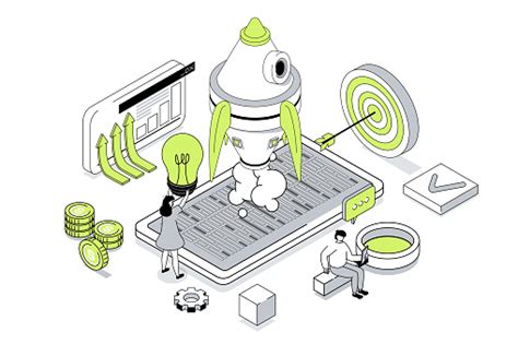 웹용 아이소메트리 디자인의 스타트업 비즈니스 3d 아이소메트릭 개념 새로운 프로젝트를 만들고 작업을 계획하고 투자를 유치하고 기업가의 야망을 실현하는 사람들 벡터 일러스트