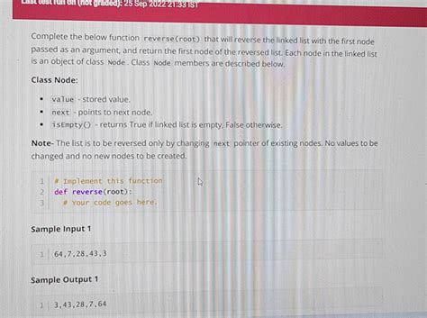 Solved Complete The Below Function Reverseroot That Will