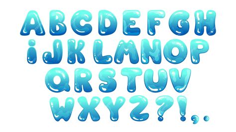 Lindo Alfabeto Azul Letras Azules Gordas En Estilo Burbuja
