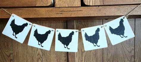 Chicken Banner Fireplace Decor Banner Chicken Decor Kitchen