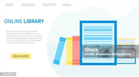 온라인 도서관 전자책 디지털 서점 전자 독서 온라인 학습 교육 개념 방문 페이지 템플릿입니다 웹 및 그래픽 디자인을 위한 플랫 디자인의 벡터 일러스트레이션 교과서에 대한