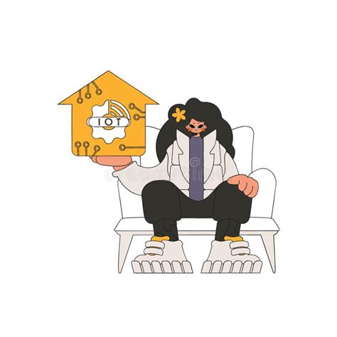 The Girl Has The Iot Logo In Her Grasp Stock Vector Illustration Of Platform Communication