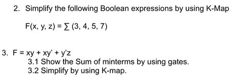 Solved 2 Simplify The Following Boolean Expressions By