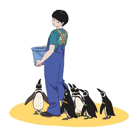 ペンギンの飼育員のモ 何ヶ丘のイラスト