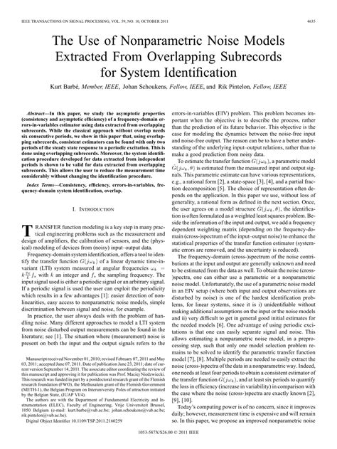 Pdf The Use Of Nonparametric Noise Models Extracted From Overlapping