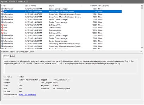 Kerberos Key Distribution Center Error Event Id 14 Der Windows Papst It Blog Walter