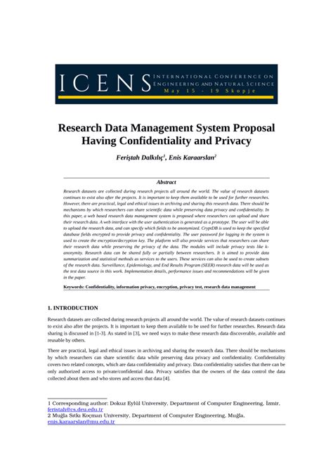 Pdf Research Data Management System Proposal Having Confidentiality