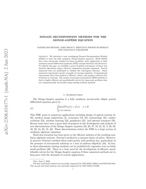 Pdf Domain Decomposition Methods For The Monge Ampère Equation