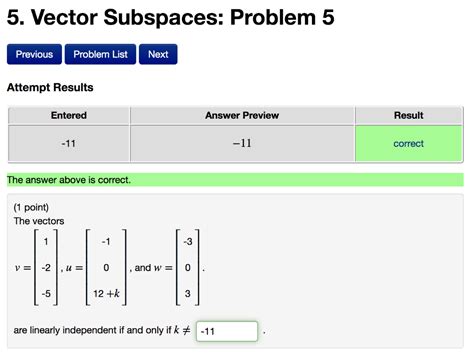 solved 5 vector subspaces problem 5 previous problem list