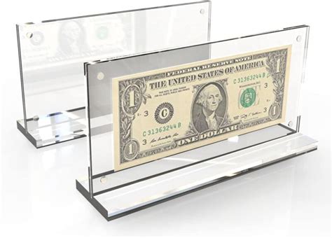 2pack Acrylic Dollar Bill Display Frame Currency Holder Display Case