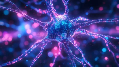Glowing Neurons In The Brain Are Interconnected Through A Complex And Intricate Network Stock