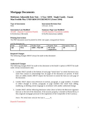 Multistate Adjustable Rate Note ARM Single Doc Template PdfFiller