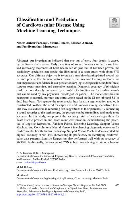 Pdf Classification And Prediction Of Cardiovascular Disease Using