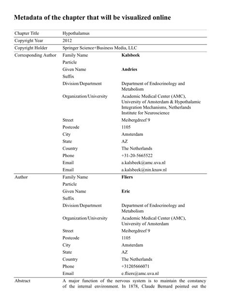 Pdf Hypothalamus