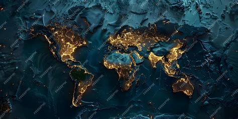 Detailed World Map On Dark Background Showcasing Global Cyber Attacks In High Resolution Concept