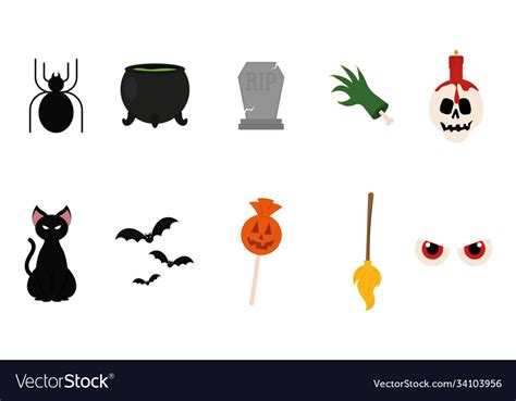 Isolated Set Scary Objects Royalty Free Vector Image