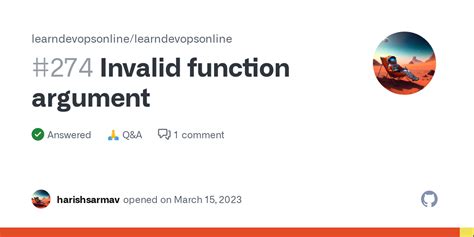 Invalid Function Argument · Learndevopsonline Learndevopsonline · Discussion 274 · Github