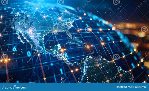 Global Network Connectivity Digital World Map Centered On The Usa Generative Ai Stock