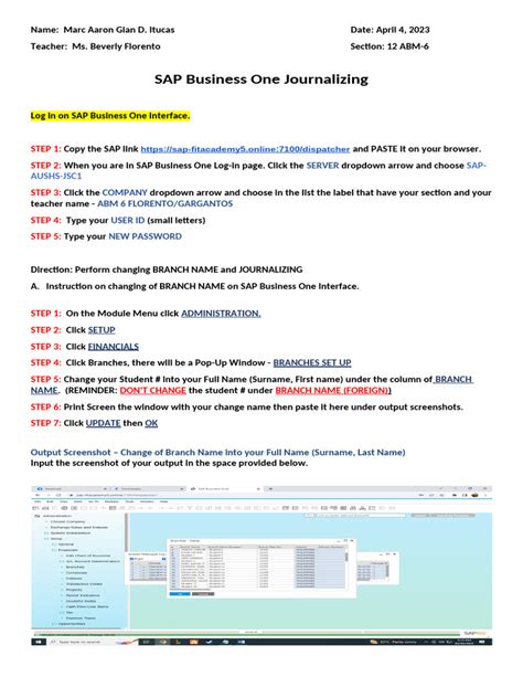 Sap Activity 2 Abm 6 Itucas Pdf Cash Expense