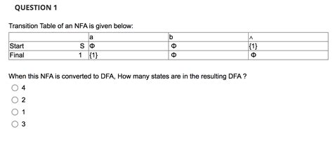 Solved Question 1 Transition Table Of An Nfa Is Given Below