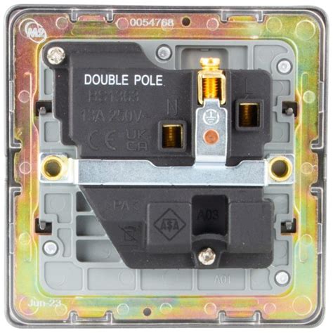 13A 1 Gang DP Switched Socket Grey Insert Gunmetal Screwless M2 Electrical