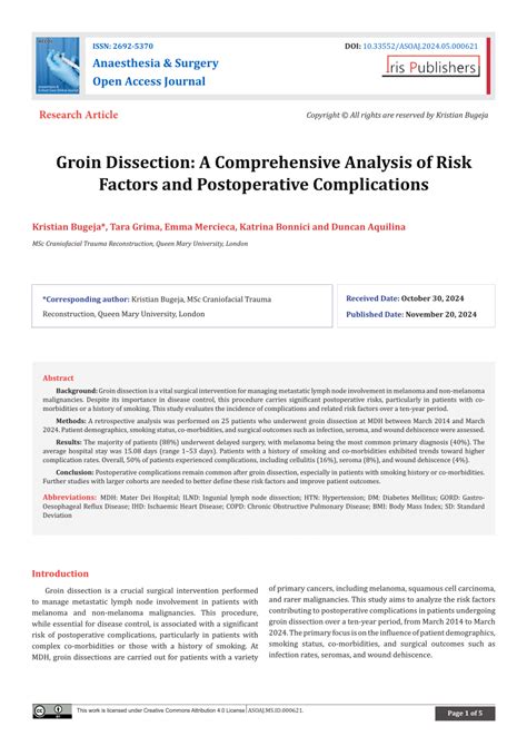 Pdf Groin Dissection A Comprehensive Analysis Of Risk Factors And