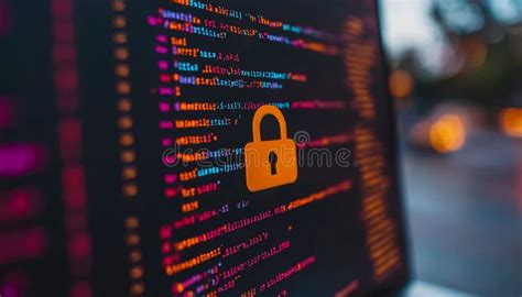Cyber Security Lock Programming Code Background Digital Protection Encryption Concept Stock