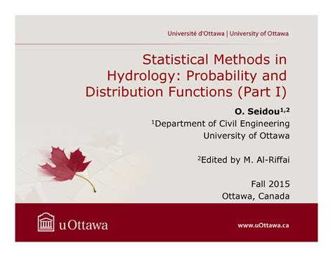 Lecture 3 Statistical Methods In Hydrology Part 1 Studocu