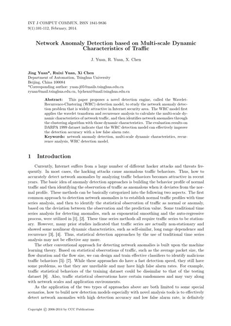 Pdf Network Anomaly Detection Based On Multi Scale Dynamic Characteristics Of Traffic